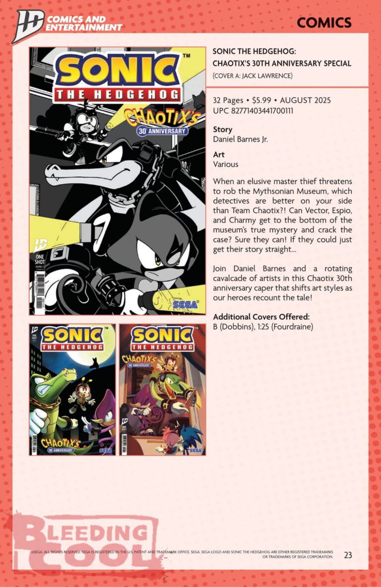 Team Chaotix 30th Anniversary Comic Gets First Look and Release Date ...